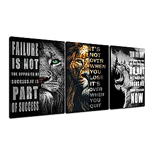 Lion Motivational Canvas Office Print Wall Art Animal Inspirational Picture Animal Poster Painting Modern Inspiring Artwork for Home Living Room Bedroom Office Decor Ready to Hang [36''W x 16''H]