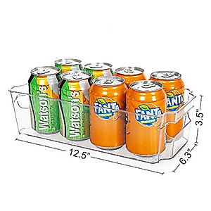 HOOJO Refrigerator Organizer Bins - 8pcs Clear Plastic Bins For Fridge, Freezer, Kitchen Cabinet, Pantry Organization and Storage, BPA Free Fridge Organizer, 12.5" Long