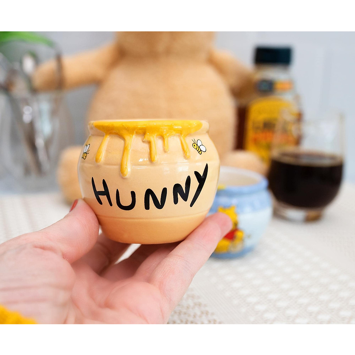 Disney Winnie the Pooh Hunny Pot Sculpted Ceramic Mini Mugs | Set of 2