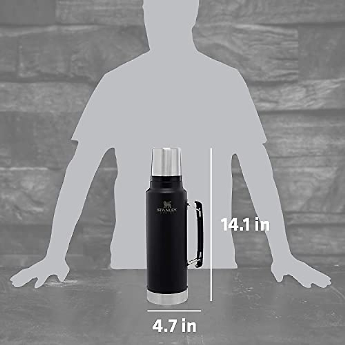 Stanley Classic Vacuum Insulated Wide Mouth Bottle, Matte Black - BPA-Free 18/8 Stainless Steel Thermos for Cold & Hot Beverages – Keeps Liquid Hot or Cold for Up to 24 Hours – Lifetime Warranty