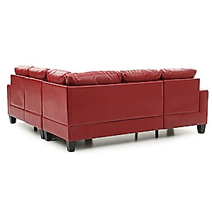 Glory Furniture Newbury KD Sectional, Red. Living Room Furniture, 35" H x 82" W x 32" D