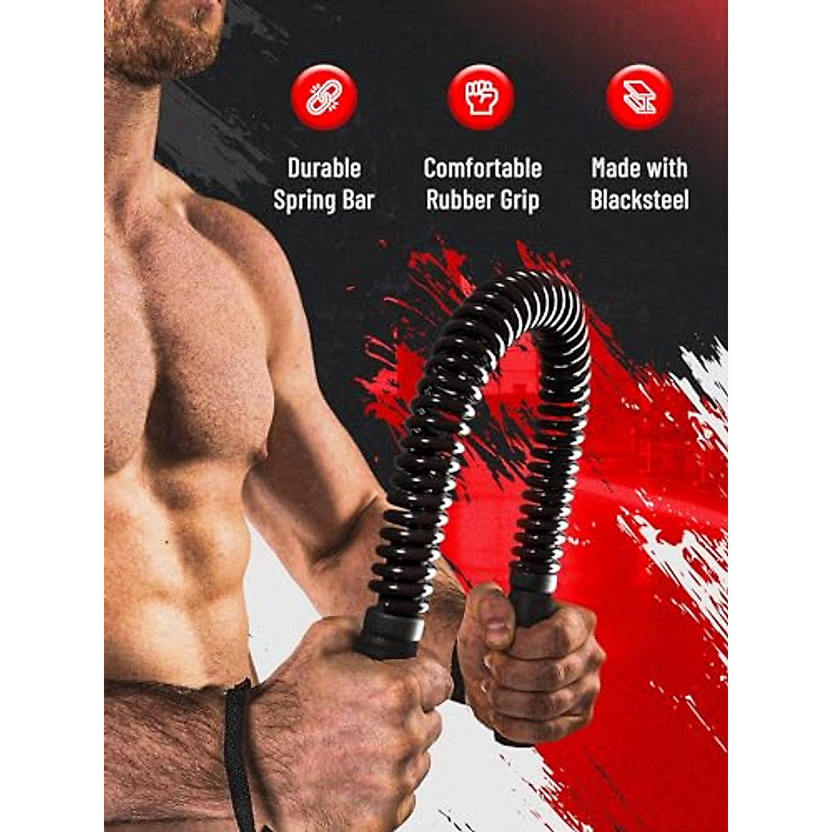Zenooze's Power Twister Flex Bar, The Ultimate Upper Body Exercise Equipment for Strengthening Your Chest Workout, Shoulders,Biceps, Arms, Forearm Strengthener, Resorte para Hacer Ejercicio