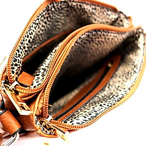 Boho Tassel Braid Detail Large Roomy Vegan Leather Multi Compartment Crossbody Shoulder Bag Messenger