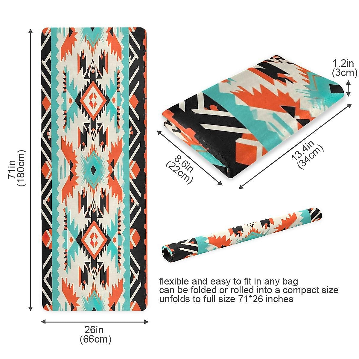 Nander Yoga Mat Thick Non-slip Soft Breathe Elastic Exercise Fitness Gym 1MM Thick Natural Rubber for Yoga Mats,Native American Tribal