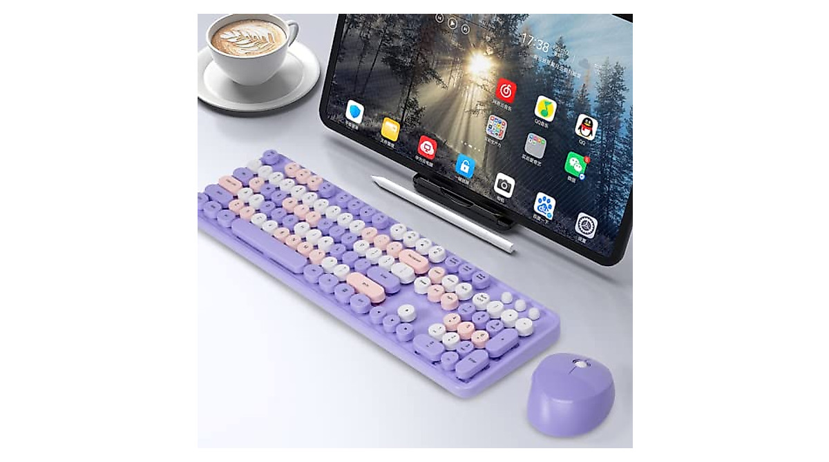 Soueto Wireless Keyboard And Mouse Combo Retro Design