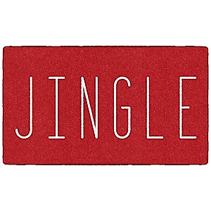 Brumlow MILLS Christmas Jingle Washable Festive Slogan Print Indoor/Outdoor Holiday Area Rug for Living or Bedroom Carpet, Dining Room or Kitchen Rug, 20" x 34", Red