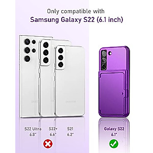WeLoveCase Samsung Galaxy S22 Case Wallet Case with Credit Card Holder & Hidden Mirror, All-Round Protection Shockproof Phone Cover Designed for Samsung Galaxy S22 5G, 6.1 inch Purple