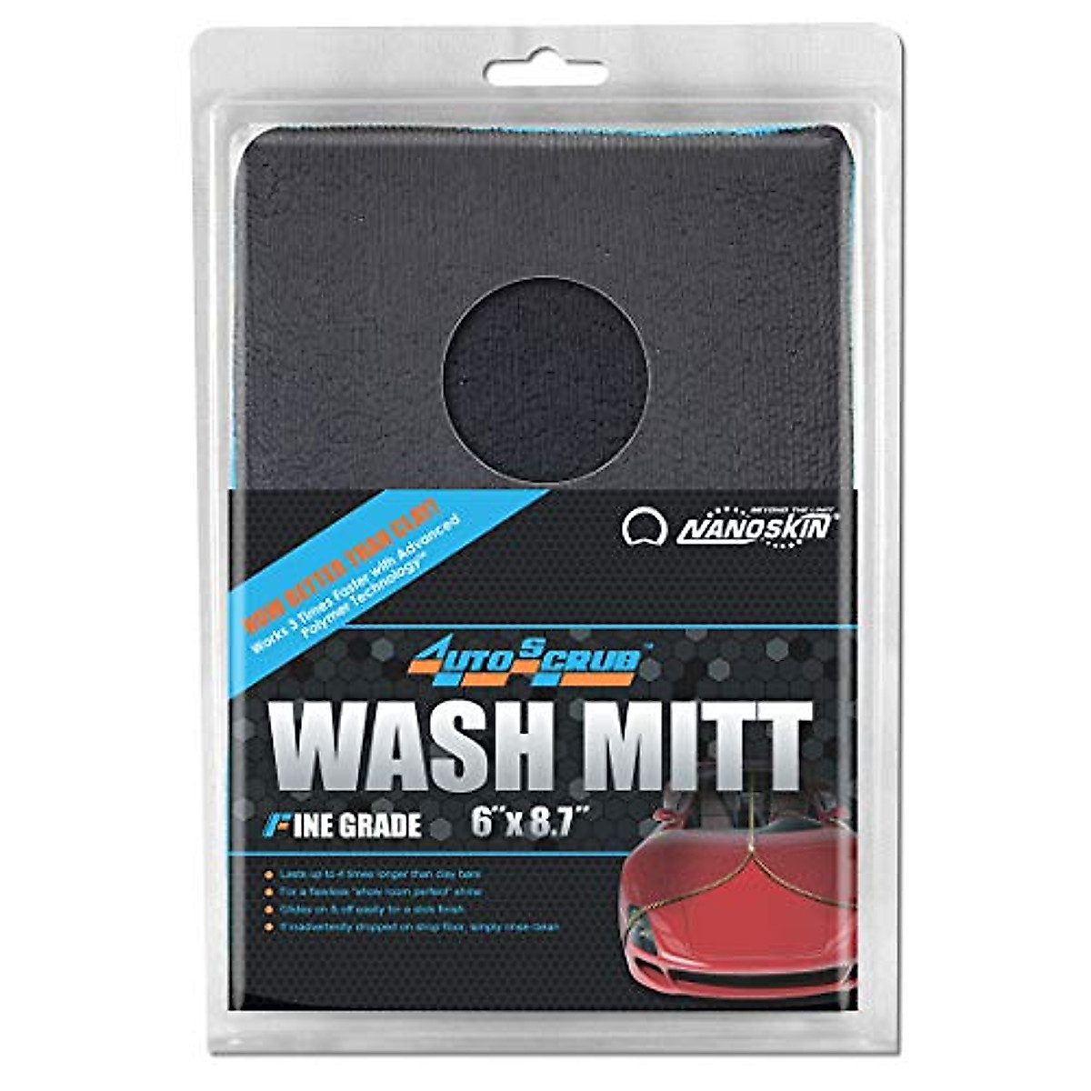 Nanoskin AUTOSCRUB Fine Grade Wash Mitt,Weft Knitted Microfiber [AS-016] Blue, 6" x 8.7"