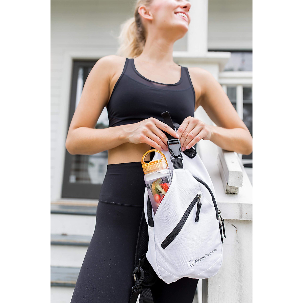 Savvy Outdoors Sling Backpack for Women - Small Crossbody Bags with One Strap Perfect for Hiking, Walking, Traveling - Small Outdoor Over The Shoulder Travel Accessories Perfect Women's Gift - White