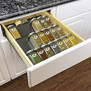 LYNK PROFESSIONAL® Spice Drawer Organizer - Heavy Gauge Steel 4 Tier Spice Rack - Drawer Insert Tray for Spice Jars, Herbs and Seasoning - Kitchen Cabinet Drawer Storage - Silver Metallic, Large