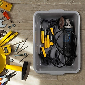 Inhouse 4-Pack Commercial Bus Tubs 13L, Plastic Bus Box/Tote, Grey