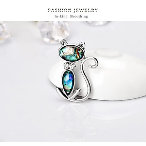 WCB1FPu Cat Brooch Pins for Women Fashion Scarf Buckle Alloy Rhinestone Animal Brooch