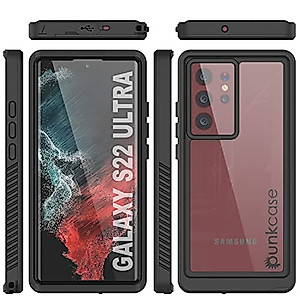 Punkcase Galaxy S22 Ultra Waterproof Case [Extreme Series] [Slim Fit] [IP68 Certified] [Shockproof] [Dirtproof] [Snowproof] Armor Cover for Galaxy S22 Ultra 5G (6.8") (2022) [Black]