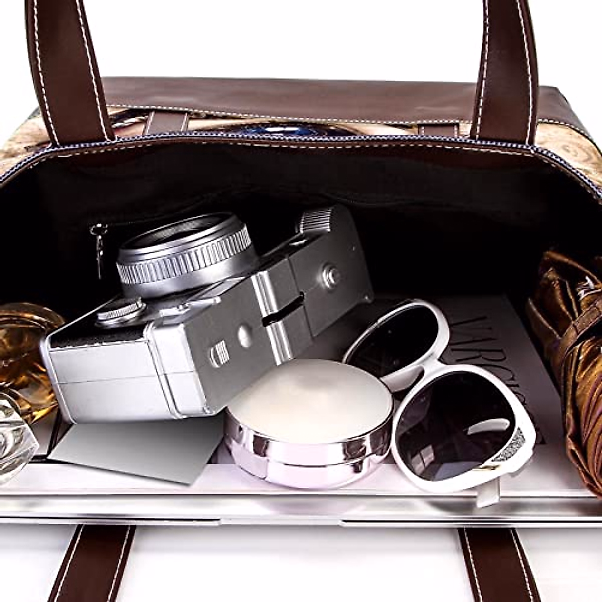 Punk Eye with a Clock Mechanism Tote Bags Large Leather canvas Purses and Handbags for Women Top Handle Shoulder Satchel Hobo Bags