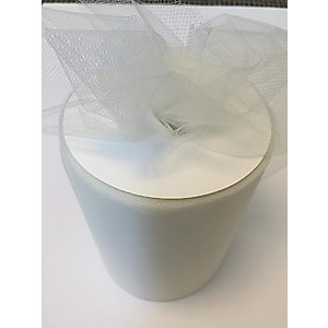 Tulle Fabric Spool/Roll 6 inch x 100 Yards (300 feet), 34 Colors Available, Now! (Ivory)
