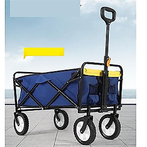 Suuim Garden Wagon Folding Wagon Utility Wagon Collapsible Utility Wagon Carts Large Capacity Beach Folding Wagon with Large Wheels Outdoor Camping Collapsi