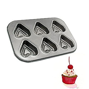 BESTonZON 3pcs 6 Heart Shaped Cake Pan Mini Muffins Mini Paper Cups Heart Pastry Heart Shaped Cupcake Pan Heart Cupcake Tray Baking Tray Baking Tools Cupcake Maker Bakeware Halloween