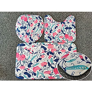 AXISRC 4 Piece Wolf Print Bathroom Set with Non Slip Bath Rug Toilet Lid Cover Floor Mat Waterpoof Shower Curtains with 12 Hooks 71x71inches