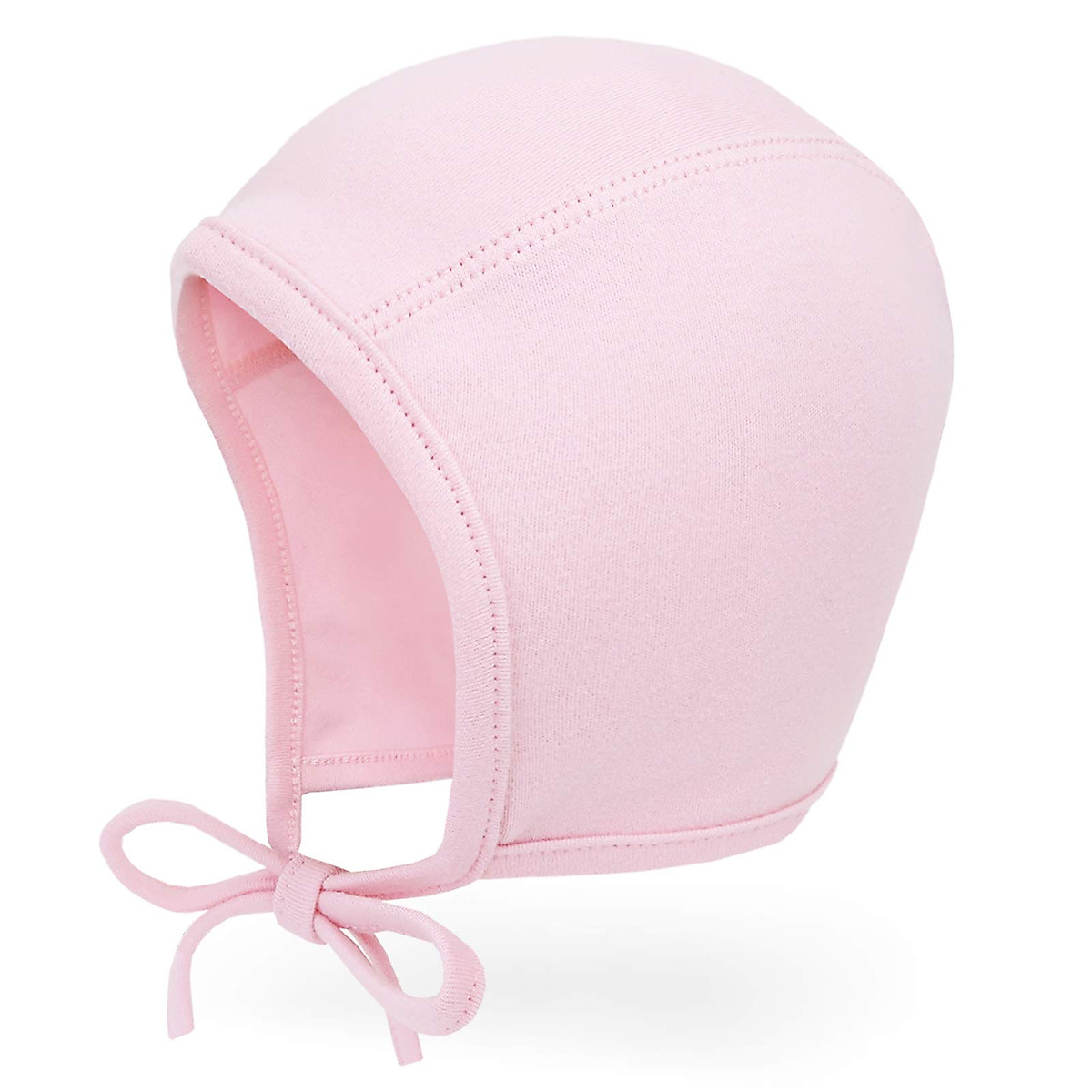 HappyTree 2 Pack Baby Hat Bonnet Soft 100% Combed Cotton Toddler Infant Beanie Pilot Caps, White + Light Pink, Medium