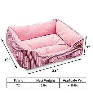Hollypet Self-Warming Pet Bed Small Dog Cat Plush Rectangle Nest Puppy Sleeping Bag Cushion, Pink
