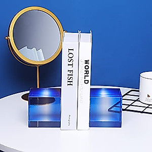 LONGWIN Crystal Bookends Decorative Heavy Duty Book End for Shelves Non Skid Bookends Book Stopper for Heavy Books - Teacher Appreciation Gifts Pack of 1 Pair
