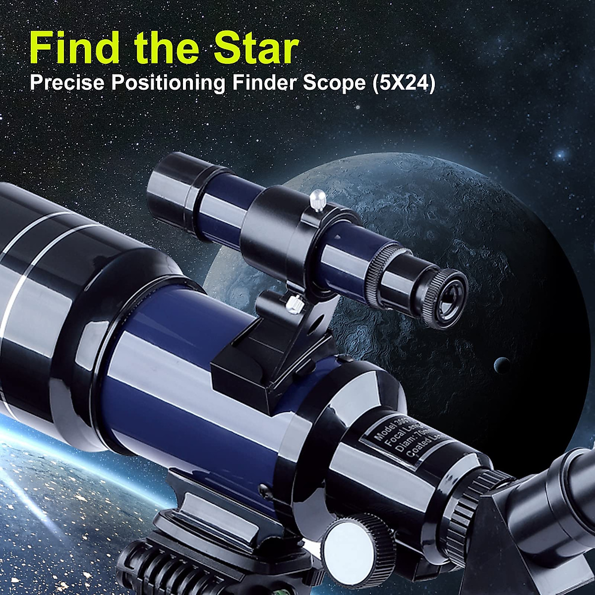 Telescope for Beginners, 300/70mm Astronomy Monocular Telescopes with Phone Adapter, Camera Wire Shutter, Moon Filter and Backpack, Adjustable Tripod