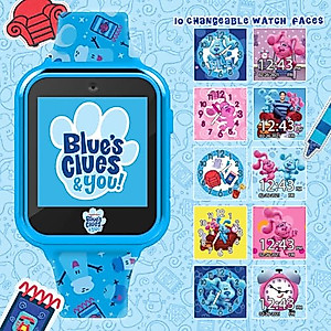 Accutime Blue’s Clues & You! Kids Smart Watch - Interactive Touchscreen with Games, Selfie Camera, Step Tracker, Alarm, and Printed Silicone Strap - Fits Wrists 5.5" to 8.0"