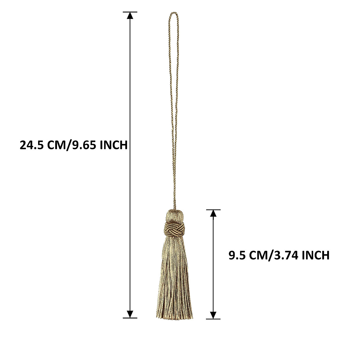 HedongHexi 8 Pack Tassel 24cm/ 9.5 Inch Key Tassel with Loops, Handmade Twisted Tassel Craft, DIY Accessories for Home Decoration (Flaxen,8P)