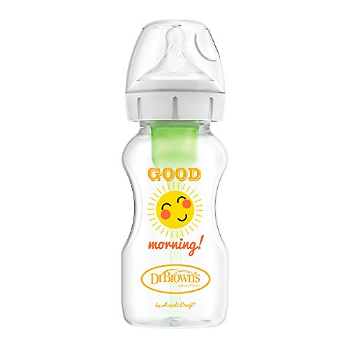 Dr. Brown’s Natural Flow® Anti-Colic Options+™ Wide Baby Bottles, 9 oz/270ml, with Level 1 Slow Flow Nipple, 4 Pack Good Morning/Good Night Gift Set