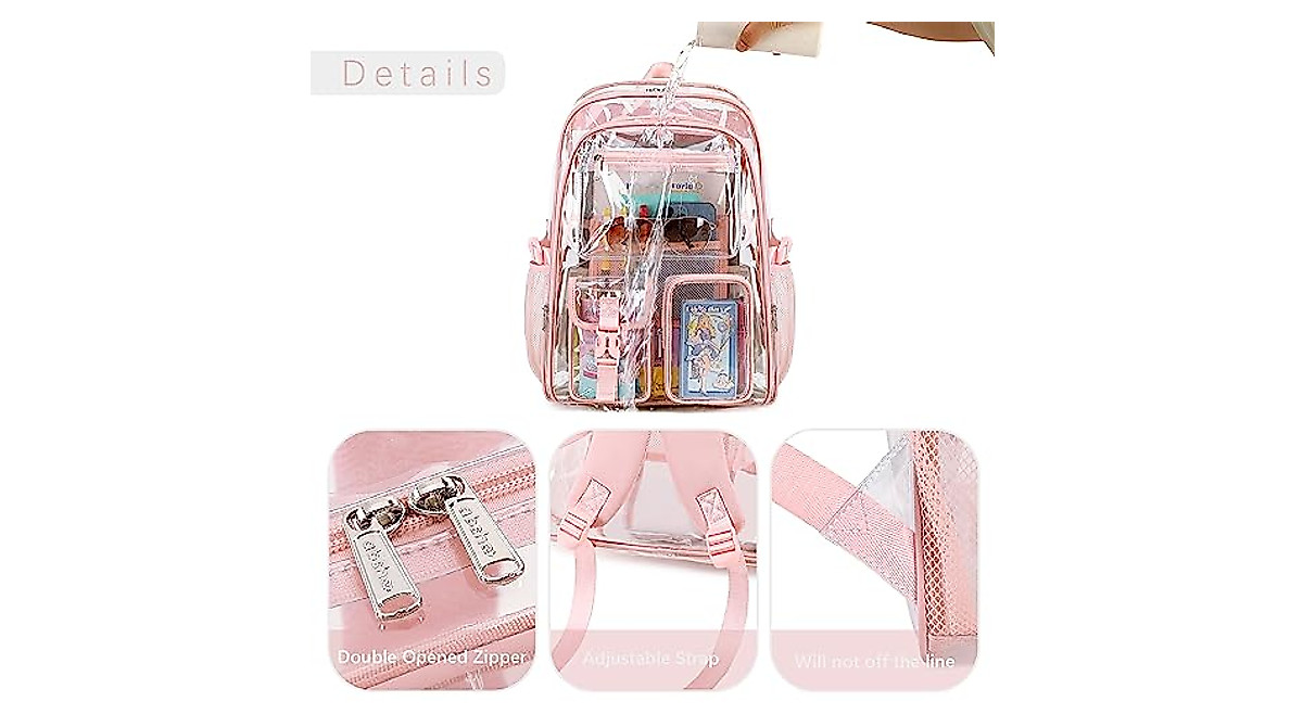 Abshoo Large Clear Backpack - Stylish & Durable Pink Bag