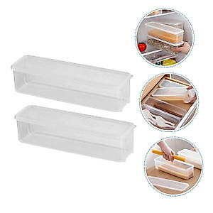KICHOUSE 2Pcs Airtight Rectangular Pasta Noodle Storage Boxes Sealed Grains Canisters for Pantry and Refrigerator Organization for Spaghetti and Food Storage