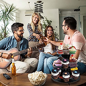 1950's Rock and Roll MusicTheme, 3-Tier Paper Record Cake Stand Cupcake Tower for 8-12 Cupcakes Perfect for 50's Theme Party Music Party Birthday Party Supplies, Gift for Music Lover