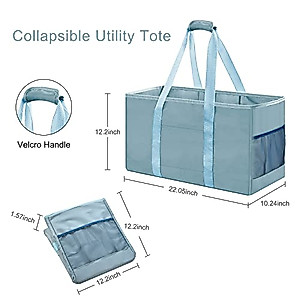 Steranka Extra Large Utility Tote Bag,Large Tote Bag Reusable Grocery Bags Collapsible Tote for Groceries,Storage,Picnic,Beach,Light Blue