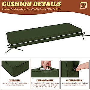Focuprodu Bench Cushions.Double Piping Bench Cushions for Indoor/Outdoor Furniture,42x16 inchs Outdoor Bench Cushions for Courtyards, Terraces, Swing Cenches (42x16x2.5, Military Green)