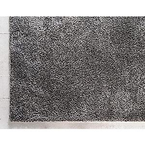 Unique Loom Solo Collection Solid, Plush, Kids, Modern Area Rug, 8 ft x 10 ft, Grey