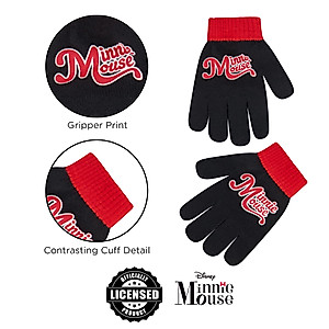 Disney Winter Earmuffs Warmers and Kids Gloves Sets, Minnie Mouse, Black, Little Girls, Ages 4-7