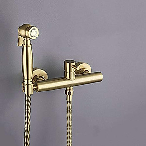 MINJING Handheld Bidet Sprayer for Toilet, Cold and Hot Water Mixer Bidets Faucet, Baby Cloth Diaper Sprayer, Wall Mounted Brass Bathroom Bidet Faucet, Black