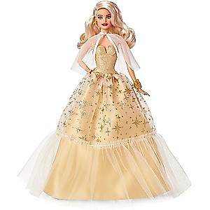 Barbie 2023 Holiday Barbie Doll, Seasonal Collector Gift, Barbie Signature, Golden Gown and Displayable Packaging, Blonde Hair