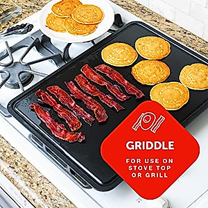 Cast Elegance Premium Steel Pizza Stone and Griddle for Grill and Oven, 17.5 x 13.5 inch, Rectangular