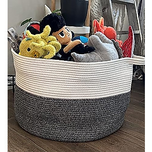 Design XXXLarge 84L Cotton Rope Basket, 22" x 14" Woven Baby Laundry Blanket Basket,Baby and Dog Toy Basket with Handle Storage, Comforter Cushions Thread Laundry Hamper