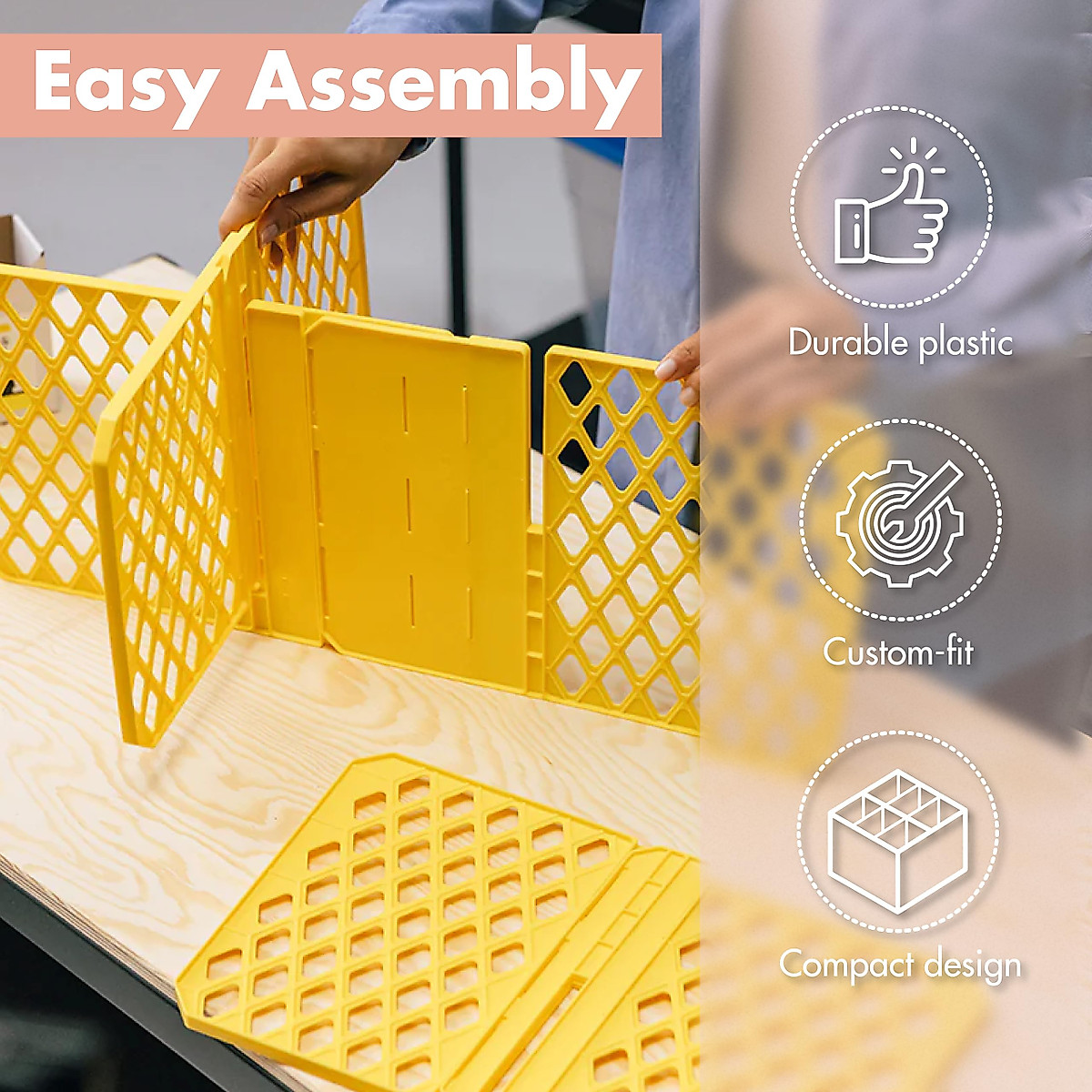 Universal Divider for 27-gal. Tough Storage Tote, 6-slot Strong Box Divider for Storage Containers, 2 Customizable Lengths, Stationery Organizer for Large Tools/Seasonal Items, Easy to Attach