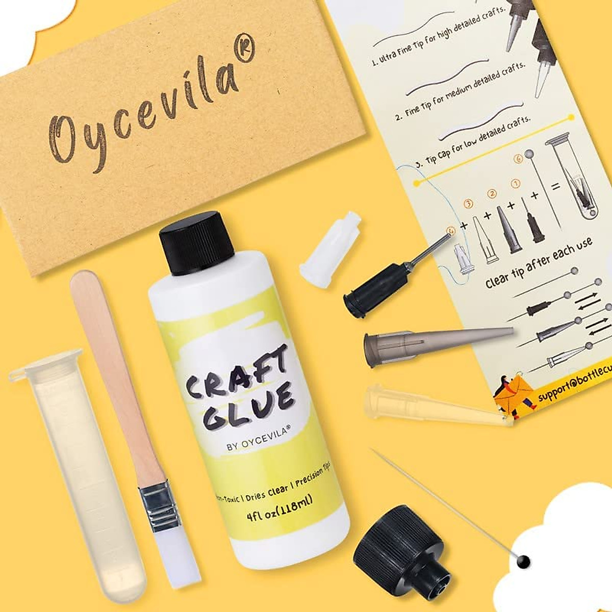 4 Ounces Craft Glue Quick Dry Clear, Precision Craft Glue with 4 Pcs Tips, Anti-Wrinkle Crafting Glue, Craft Glue Bottles with Fine Tip Perfect for Paper Crafts, Card Making and More