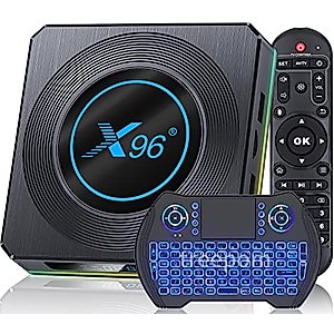 X96 X4 Android TV Box 11.0, Android 11 TV Box with Amlogic S905X4 Quad-Core 64bits A55 1000M LAN Dual-WiFi 2.4G/5G, Android Box 4GB RAM 32GB ROM with Wireless Keyboard 8K/6K/AV1/3D/USB 3.0/BT 5.0