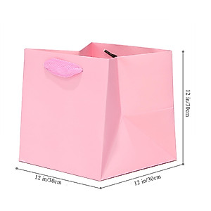 LFCXHTY Pink Large Square Gift Bags Square Bottom Bags with Handles for Party Favor, Birthday Gift Bags (12 x 12 x 12 in, 1 CT)