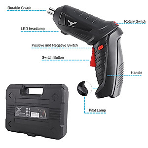 JENABOM 47 in 1 Electric Screwdriver Set, 3.6V Cordless & Rechargeable, 3.5N·m Max Torque, USB Power Rechargeable Screwdriver with 44pcs Driver Bits, Ideal for Small Projects