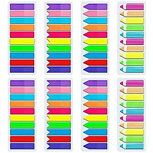 ELII 1600pcs Tabs Page Markers Sticky Index Tabs,Book Tabs Arrow Flags Transparent Sticky Notes Colored Writable and Repositionable Book Flags Annotation Tabs,Page Tabs[10 Colors, 8 Sets] (1600)