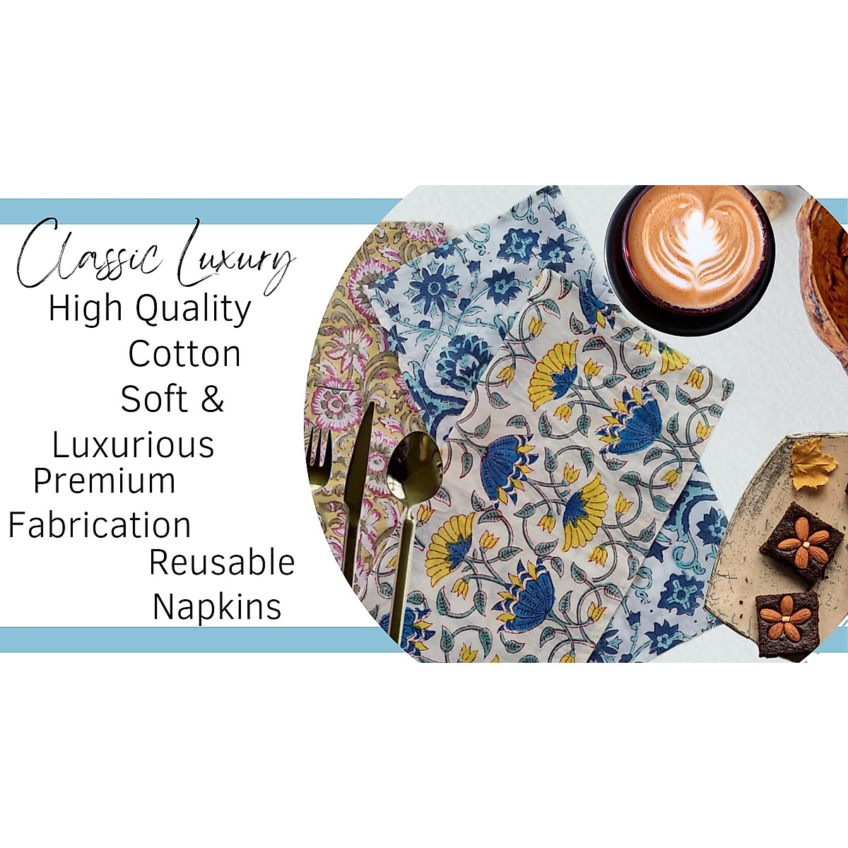 Beautiful Indian Hand Block Print Floral Design Cloth Napkins Set of 12 Cotton Dinner Napkins Washable & Reusable Table Linens 16x16 Inch Home Holiday Napkins Cloth DéCor