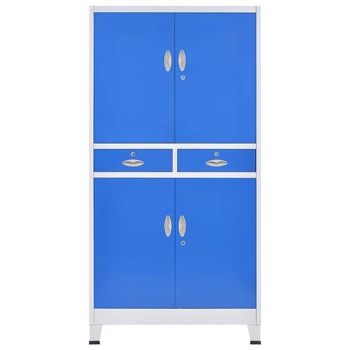 Festnight Metal Office Cabinet with 3 Adjustable Shelves and 2 Drawers Lockable 4 Door File Storage Cabinet Letter Documents Organizer Home Office Furniture 35.4 x 15.7 x 70.9 Inches (W x D x H)