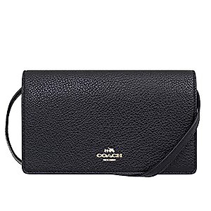 Coach Foldover Clutch Crossbody Bag, Black, One Size