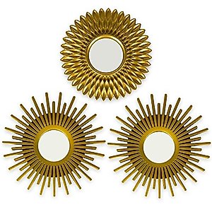 BONNYCO Gold Mirrors for Wall Pack of 3 Wall Mirrors for Room Decor & Home Decor | Gold Round Mirrors for Wall Decor | Circle Mirrors Modern Wall Decor Gifts for Women & Moms | Decorative Mirrors